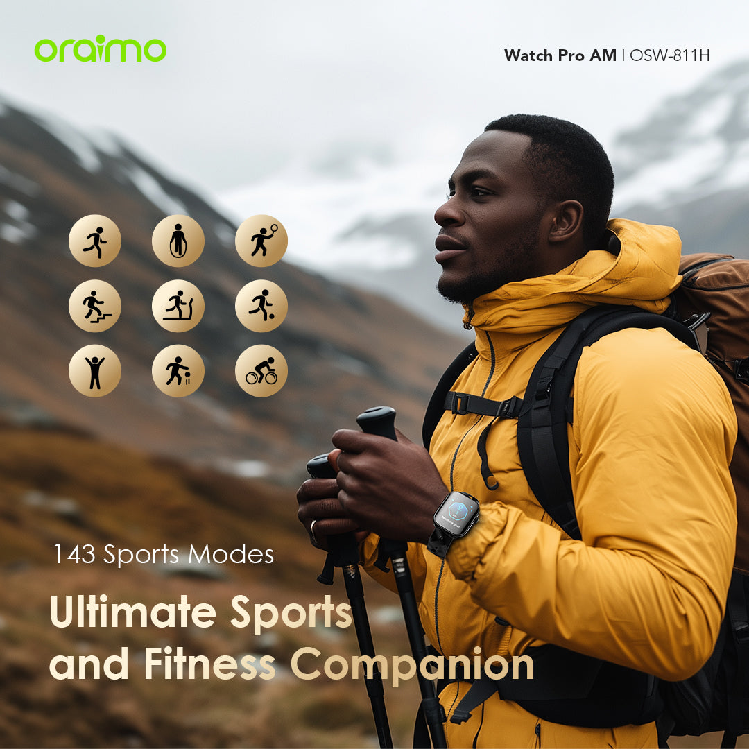 Oraimo Watch Pro AM – AMOLED Smartwatch with Bluetooth Calls & 14-Day ...